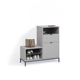 SCHUHSCHRANK Aterno Grau 100 x 98.5 cm mit T&uuml;r und Schublade