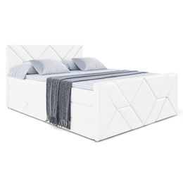 BOXSPRINGBETT BARWA-Z KING - 180x200 - H3/H4 - Wei&szlig; Hochglanz