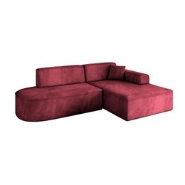 ECKSOFA Ottomane Rechts IREA-L1-v3 - 232x165x77 cm Bordeauxrot