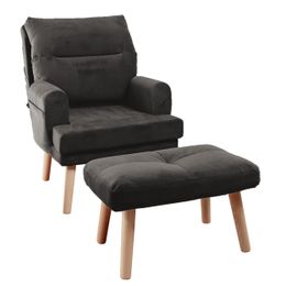RELAXSESSEL NEMO mit Hocker und Holzf&uuml;&szlig;en