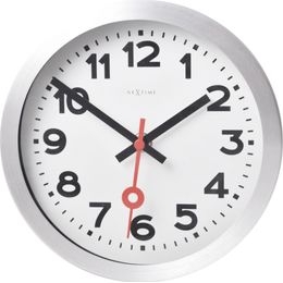 Nextime Wanduhr Station Silberfarben
