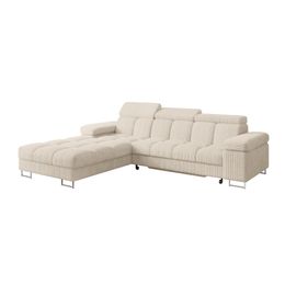 ECKSOFA mit Schlaffunktion Ottomane Links COMA L 271x203x79 Beige Cord