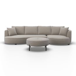 Wohnlandschaft Nilas Beige Chenille mit Hocker