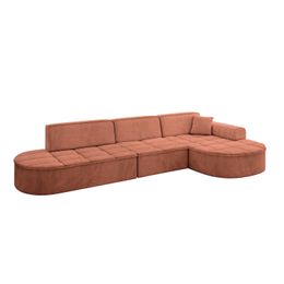 ECKSOFA Ottomane Rechts TARO-L2 - 328x171x79,5 cm Apricot