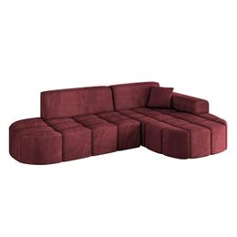ECKSOFA Ottomane Rechts LIVO-L1 - 252x173x79,5 cm Bordeauxrot