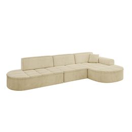 ECKSOFA Ottomane Rechts TARO-L2 - 328x171x79,5 cm Beige
