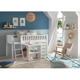 Vipack Spielbett SCOTT Wei&szlig; ca. 90x200 cm mit Schreibtisch
