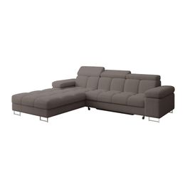 ECKSOFA mit Schlaffunktion Ottomane Links COMA L 271x203x79 Braun Boucl&eacute;