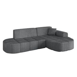 ECKSOFA Ottomane Rechts LIVO-L1 - 252x173x79,5 cm Dunkelgrau