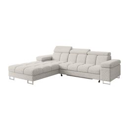 ECKSOFA mit Schlaffunktion Ottomane Links COMA L 271x203x79 Hellgrau Tissu