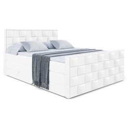 BOXSPRINGBETT ZAFIRA KING - 180 x 200 - H3/H4 - Wei&szlig; Hochglanz