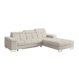 ECKSOFA mit Schlaffunktion Ottomane Rechts COMA L 271x203x79 Creme Cord