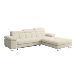 ECKSOFA mit Schlaffunktion Ottomane Rechts COMA L 271x203x79 Beige Boucl&eacute;