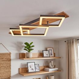 hofstein Cascada Deckenleuchte Braun, Holzoptik, Schwarz, 1-flammig