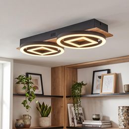 hofstein Taboneira Deckenleuchte LED Naturfarben, Schwarz, 2-flammig