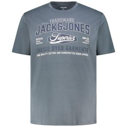 Jack & Jones Herren Gro&szlig;e Gr&ouml;&szlig;en | Jack&Jones T-Shirt mit Label-Print Farbe grau Gr&ouml;&szlig;e: 6XL