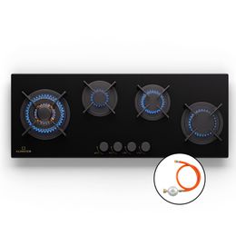 Klarstein Goldflame 4 Gaskochfeld Slim 4-flammig autark Erdgas/Propangas Edelstahl