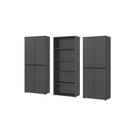 KADIMA DESIGN B&uuml;ro-Set "Stuttgart" gro&szlig; mit 3 Aktenschr&auml;nke Soft-Close 272x197 cm Graphit