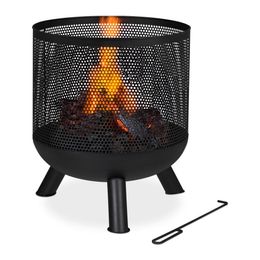 Relaxdays Feuerkorb, Schwarz, Metall, 44x53x44 cm, Freizeit, Campingzubeh&ouml;r, Feuerschalen