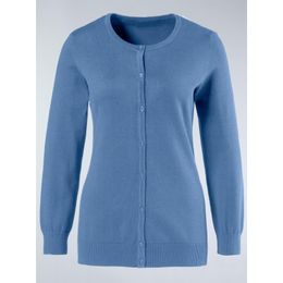 Damen Strickjacke aus reiner Baumwolle blau, Gr&ouml;&szlig;e 54