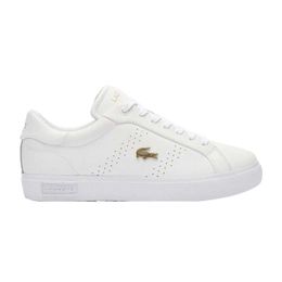 Lacoste - "Powercourt 2.0" Sneaker f&uuml;r Damen, Leder (Wei&szlig;/Gold)