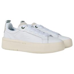 Lacoste - "Carnaby" Sneaker f&uuml;r Damen, Leder, Plattform-Absatz (Wei&szlig;/Gr&uuml;n)