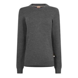 BOSS - "Fegano" T-Shirt f&uuml;r Damen, Feinstrick, Lang&auml;rmlig (Mittelgrau)
