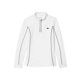 Lacoste - Sweatshirt f&uuml;r Damen, mit kurzem Rei&szlig;verschluss, Tennis (Wei&szlig;/Gr&uuml;n)