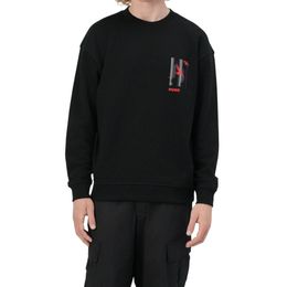 Hugo - Sweatshirt f&uuml;r Herren, &Uuml;berschnittene Schulter, Regul&auml;r (Schwarz)
