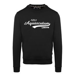 Aquascutum - Sweatshirt f&uuml;r Herren/Damen Unisex, gerippt, Regul&auml;r, Lang&auml;rmlig (Schwarz)