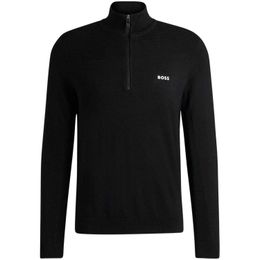BOSS - Pullover f&uuml;r Herren, Rei&szlig;verschluss, Regul&auml;r (Schwarz)