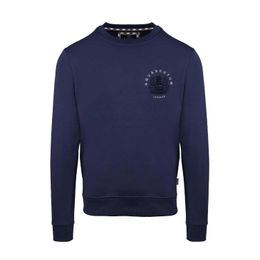 Aquascutum - Sweatshirt f&uuml;r Herren/Damen Unisex, Gerippter Kragen, Regul&auml;r, Lang&auml;rmlig (Marine)