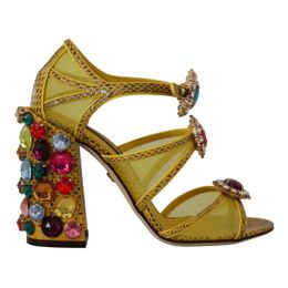 Dolce & Gabbana Dolce & Gabbana Gelbe Leder Kristall Ayers Sandalen