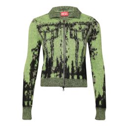 Diesel - Pullover Top f&uuml;r Herren/Damen Unisex, Durchgehender Rei&szlig;verschluss (Leuchtend Limone)