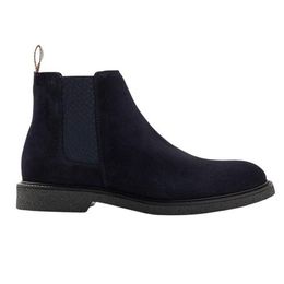 BOSS - Gepr&auml;gt Stiefeletten f&uuml;r Herren, Wildleder, Stichdetail (Dunkelblau)