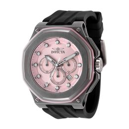 Invicta Akula 49141 Herrenuhr - Quarzwerk - Edelstahl mit rosa Zifferblatt - 50 mm