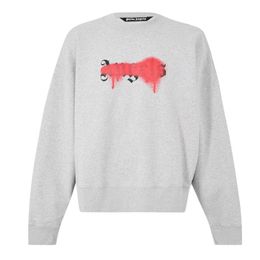Palm Angels - Sweatshirt f&uuml;r Herren, Regul&auml;r (Grau/Rot)