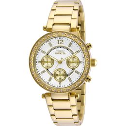 Invicta Angel 21387 Damenuhr - Quarzwerk - Edelstahl mit wei&szlig;em Zifferblatt - 36 mm