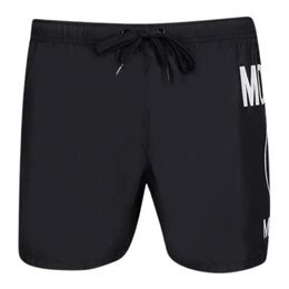 Schwarze Badeshorts mit gro&szlig;em rundem Milano-Logo von Moschino
