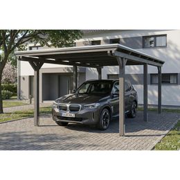 Skan Holz Einzelcarport 'Emsland' schiefergrau 340 x 604 cm mit Stahl-Dachplatten und Antikondensvlies