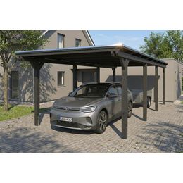 Skan Holz Einzelcarport 'Emsland' anthrazit 340 x 846 cm mit EPDM-Dach