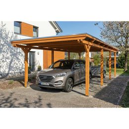 Skan Holz Einzelcarport 'Emsland' Eiche hell 402 x 846 cm mit EPDM-Dach