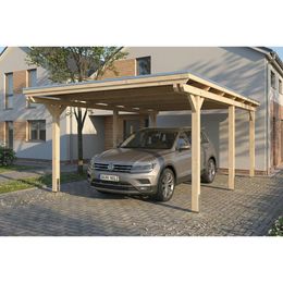 Skan Holz Einzelcarport 'Emsland' naturfarben 402 x 604 cm mit EPDM-Dach