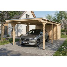 Skan Holz Einzelcarport 'Emsland' naturfarben 340 x 846 cm mit EPDM-Dach