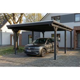 Skan Holz Einzelcarport 'Emsland' anthrazit 402 x 604 cm mit EPDM-Dach