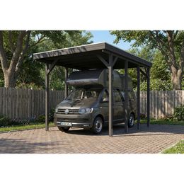 Skan Holz Caravan-Carport 'Friesland' schiefergrau 402 x 555 cm mit Stahl-Dachplatten