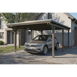 Skan Holz Einzelcarport 'Emsland' schiefergrau 402 x 604 cm mit Stahl-Dachplatten