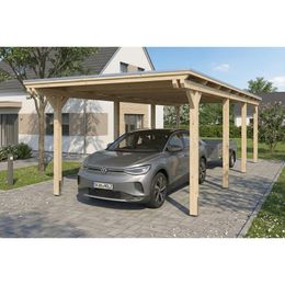 Skan Holz Einzelcarport 'Emsland' naturfarben 340 x 846 cm mit EPDM-Dach