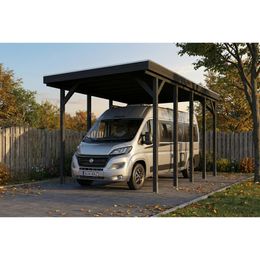 Skan Holz Caravan-Carport 'Friesland' anthrazit 402 x 708 cm, mit Stahl-Dachplatten