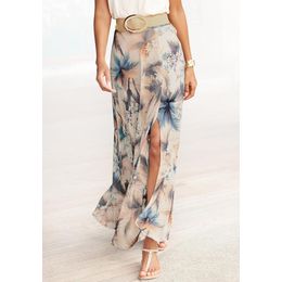 Buffalo Maxirock beige Gr. 46 f&uuml;r Damen. Figurumspielend. Nachhaltig.